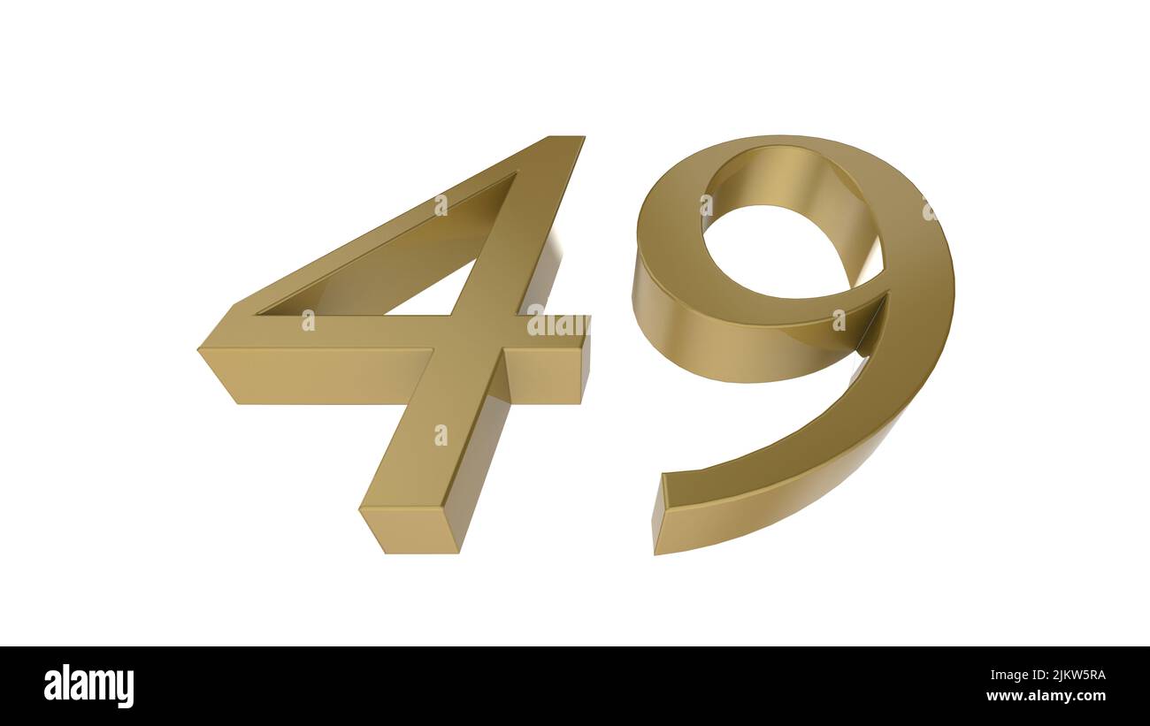 gold 49 number 3d illustration render Stock Photo - Alamy