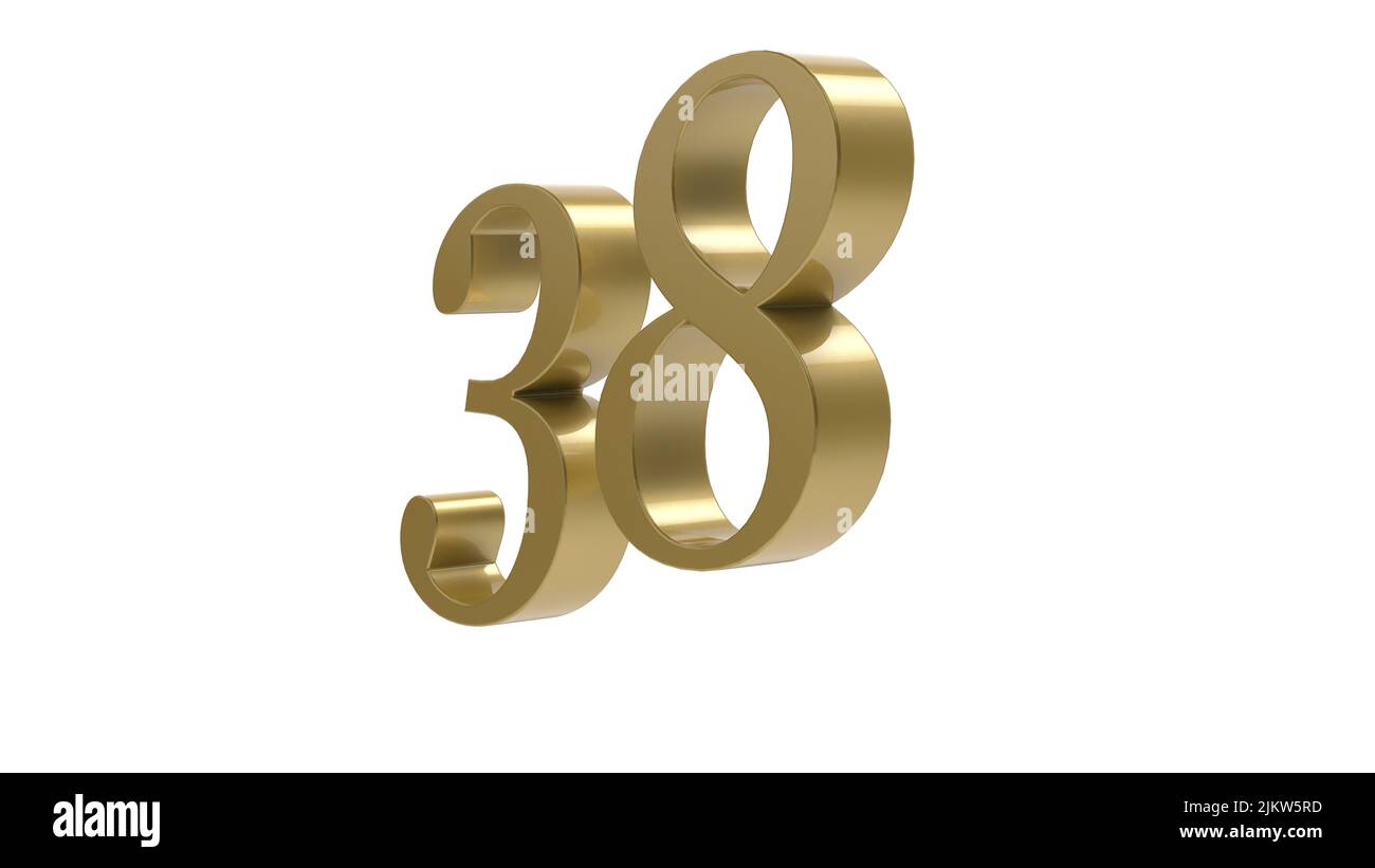 38 gold number 3d illustration render Stock Photo - Alamy