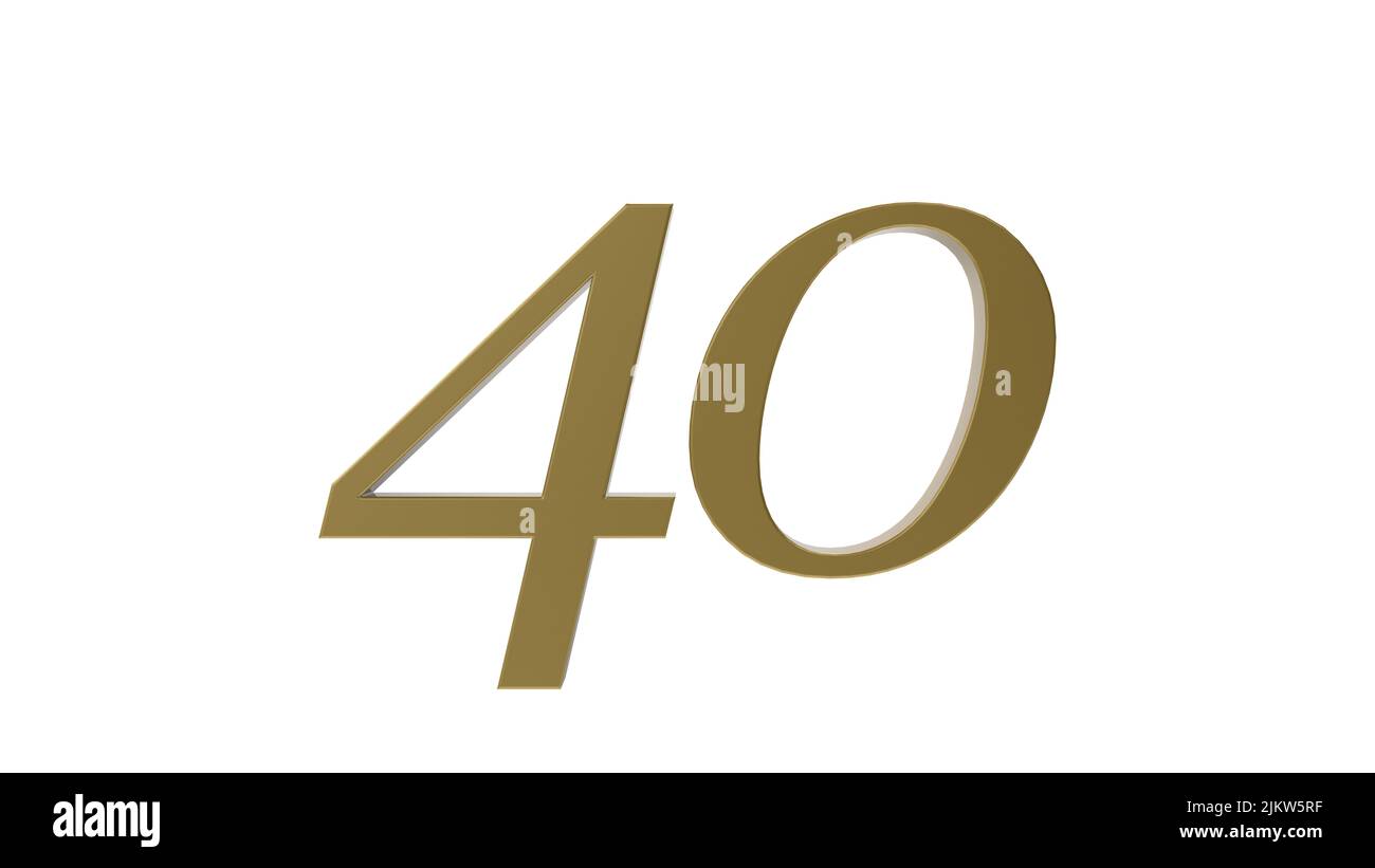 40 forty gold number 3d illustration render Stock Photo - Alamy