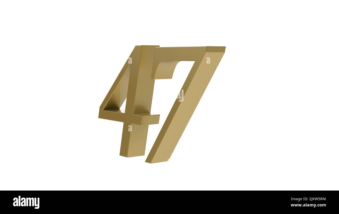 47 gold number 3d illustration render Stock Photo - Alamy