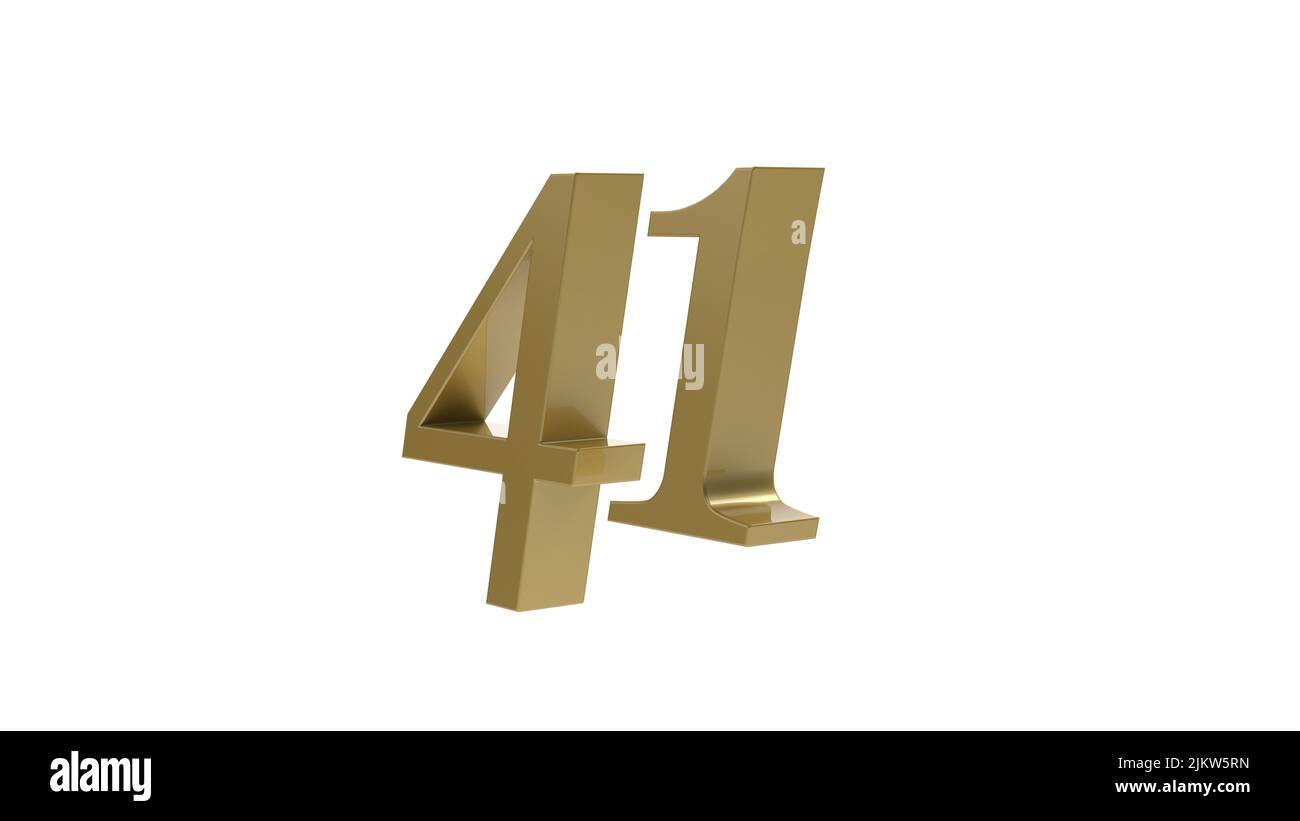 gold 41 number 3d illustration render Stock Photo - Alamy