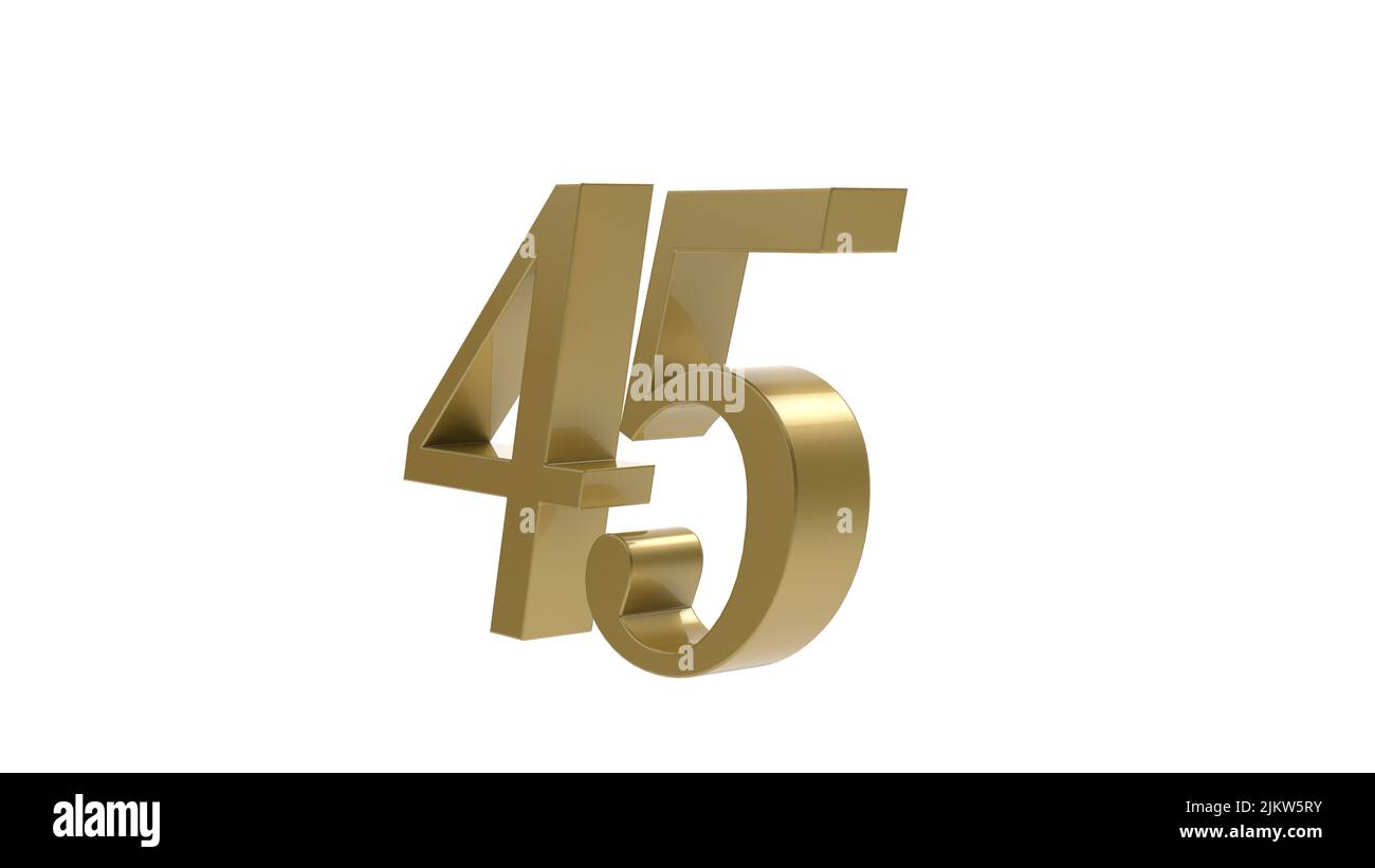 45 gold number 3d illustration render Stock Photo - Alamy