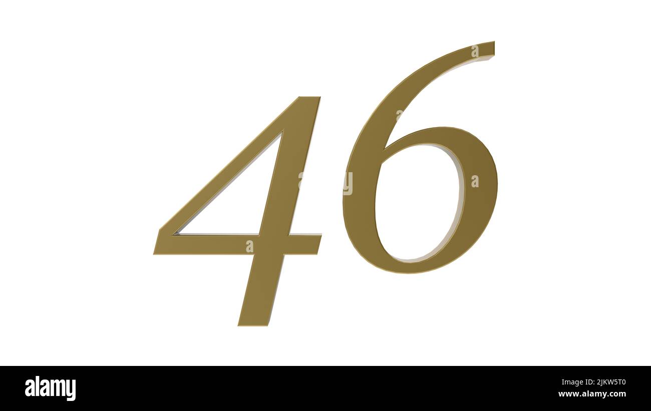 46 gold forty-six number 3d illustration render Stock Photo - Alamy