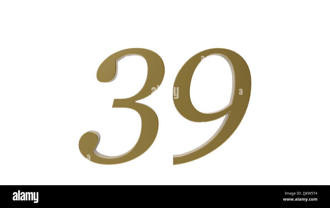 gold thirty-nine number 3d illustration render Stock Photo - Alamy
