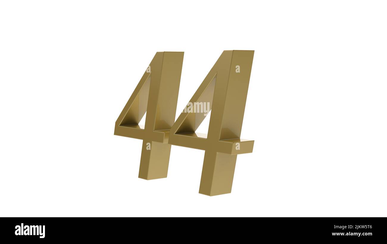 44 gold number 3d illustration render Stock Photo - Alamy