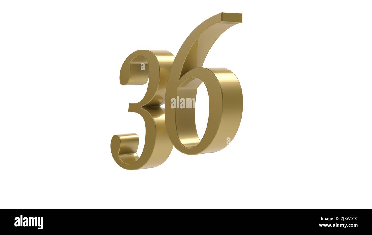 thirty-six gold number 3d illustration render Stock Photo - Alamy