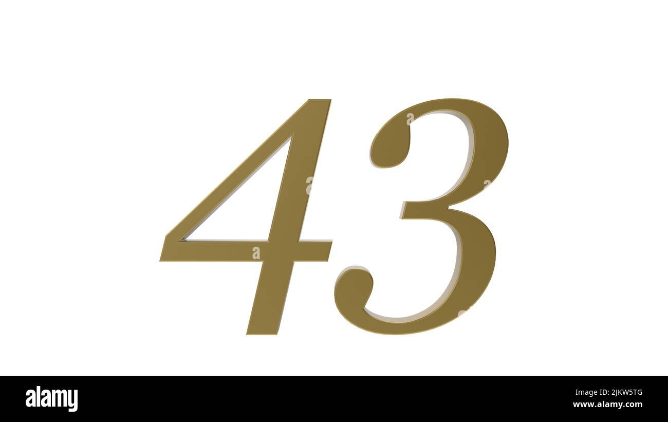 gold 43 number 3d illustration render Stock Photo - Alamy