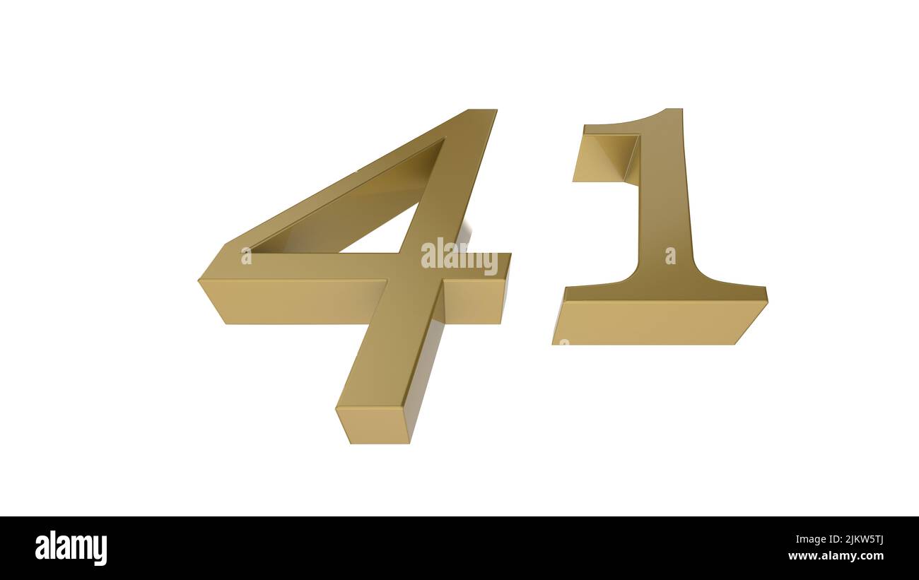 gold 41 number 3d illustration render Stock Photo - Alamy