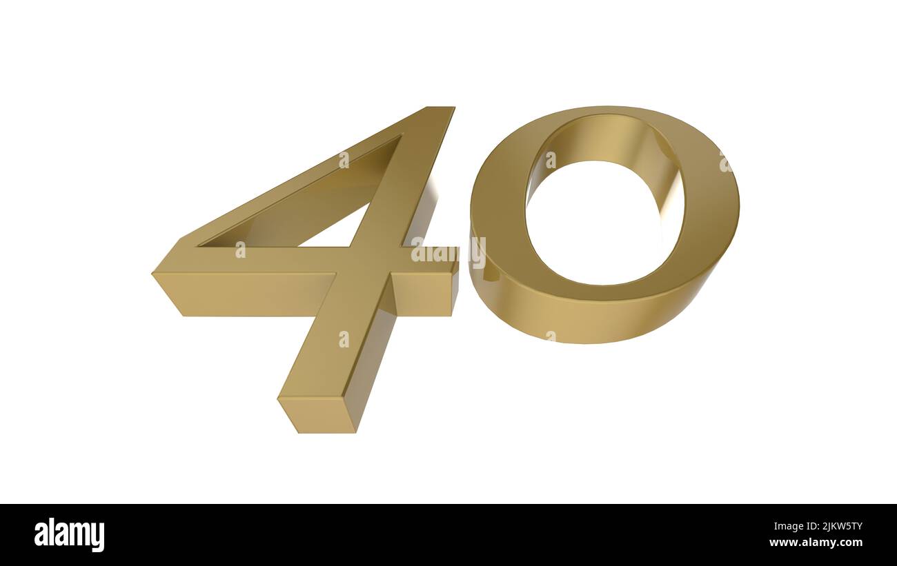 40 forty gold number 3d illustration render Stock Photo - Alamy