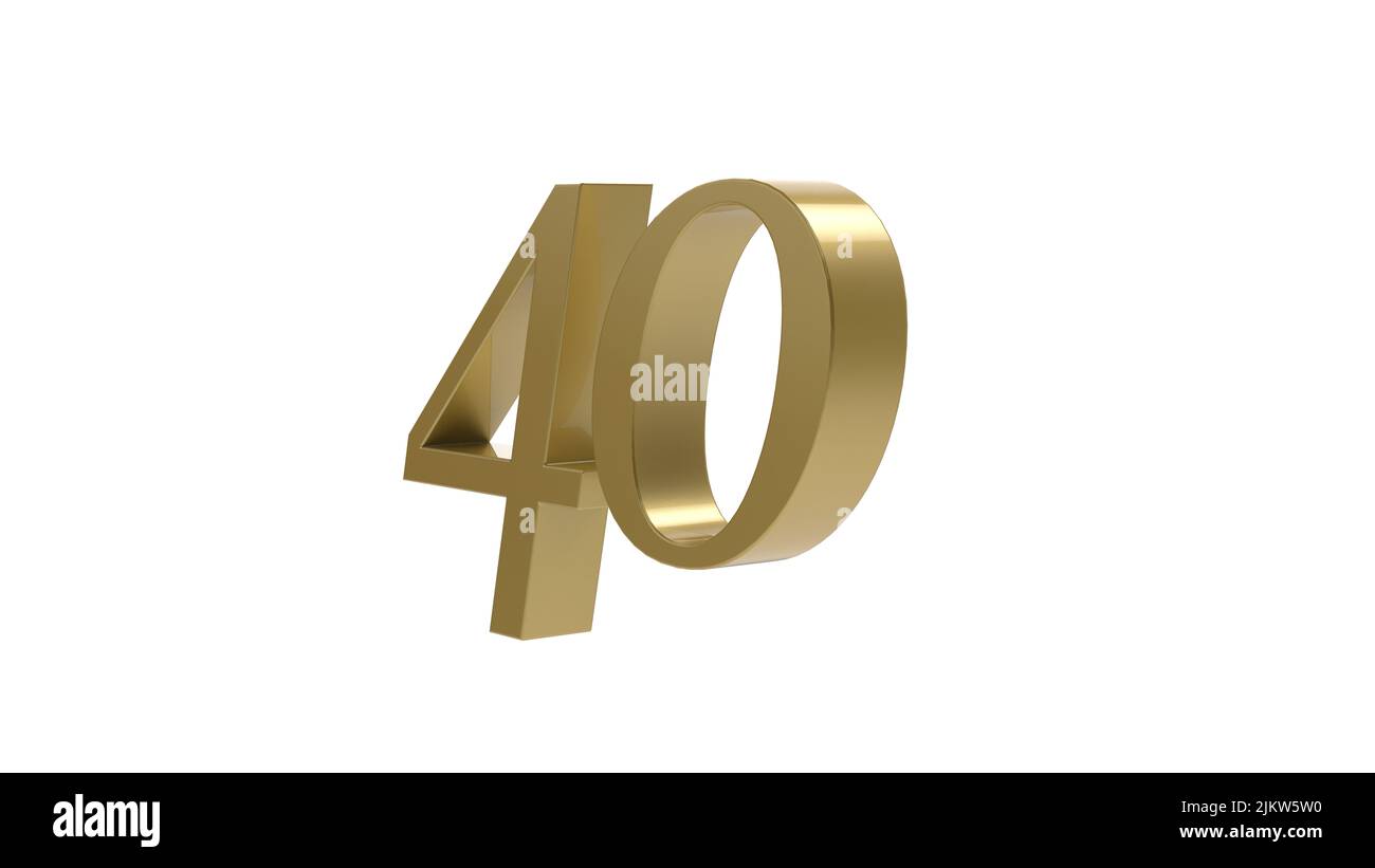 40 forty gold number 3d illustration render Stock Photo - Alamy
