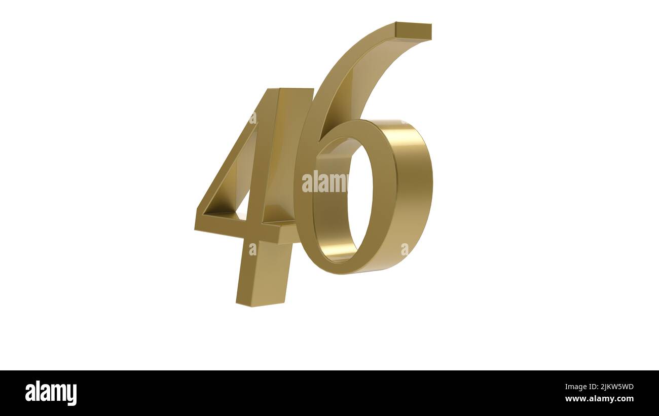 46 gold forty-six number 3d illustration render Stock Photo - Alamy