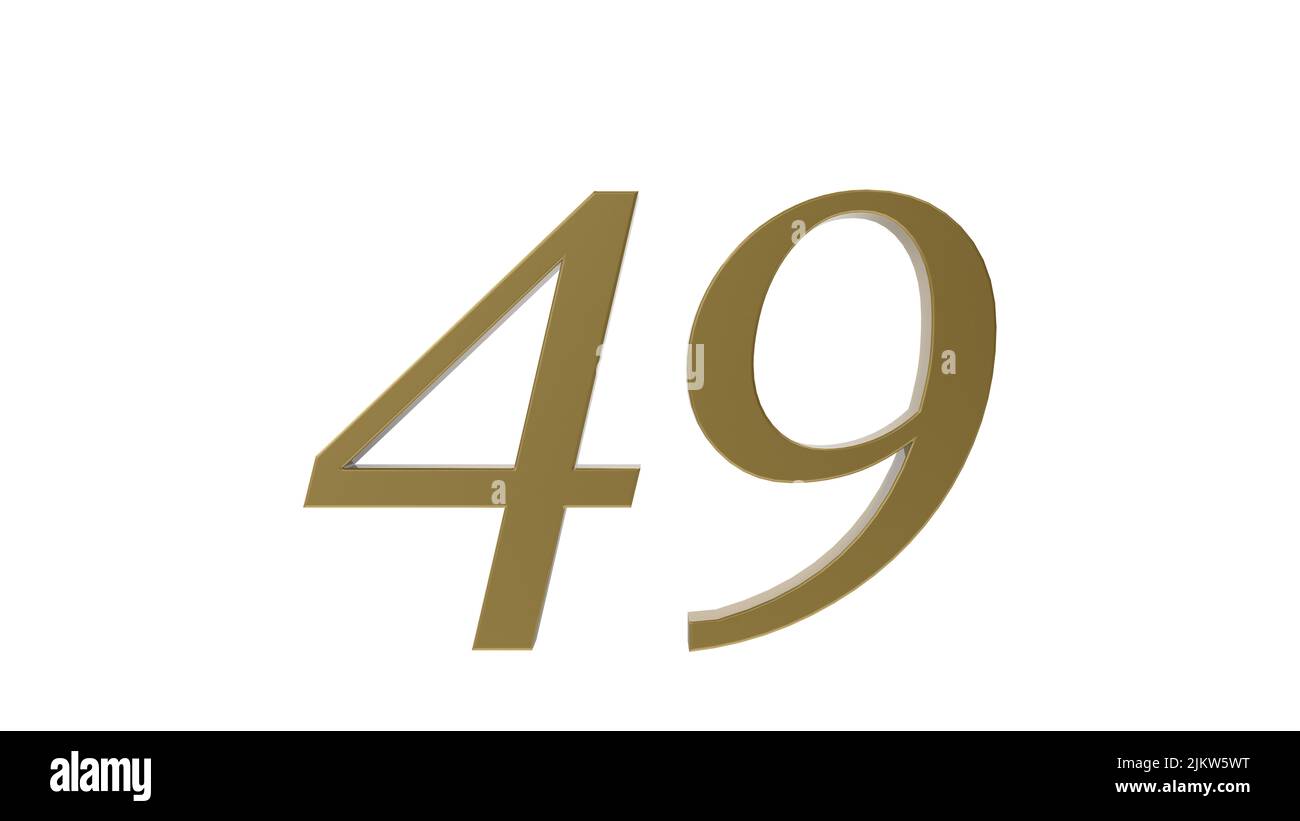 gold 49 number 3d illustration render Stock Photo - Alamy