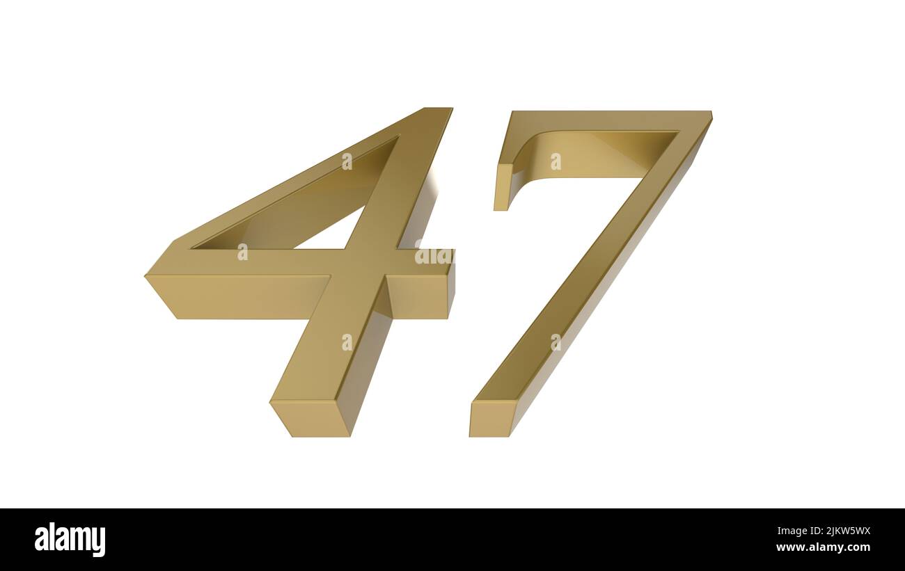 47 gold number 3d illustration render Stock Photo - Alamy