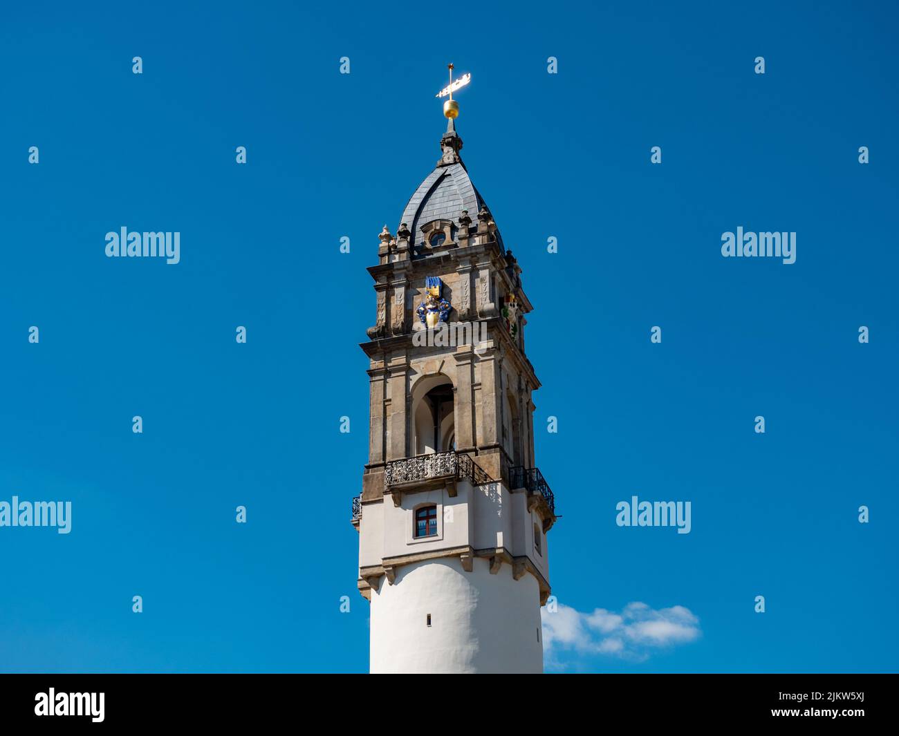 Tower Of The Rich building in front of the blue sky. Travel destination ...
