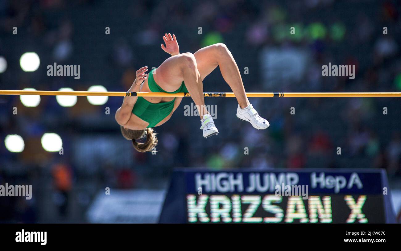 Xenia Krizsan participating in the high jump at the European Athletics ...