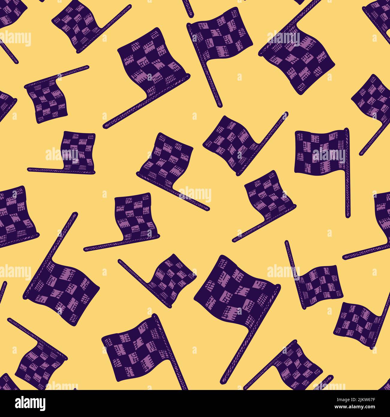 Race flag engraved seamless pattern. Vintage sport elements for drive ...