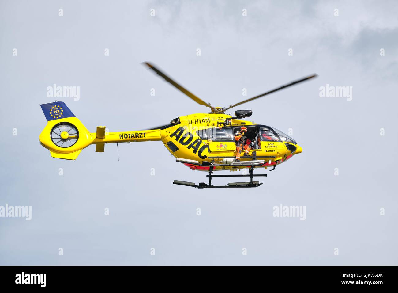 Departing ADAC rescue helicopter, Airbus Helicopters H145 ...