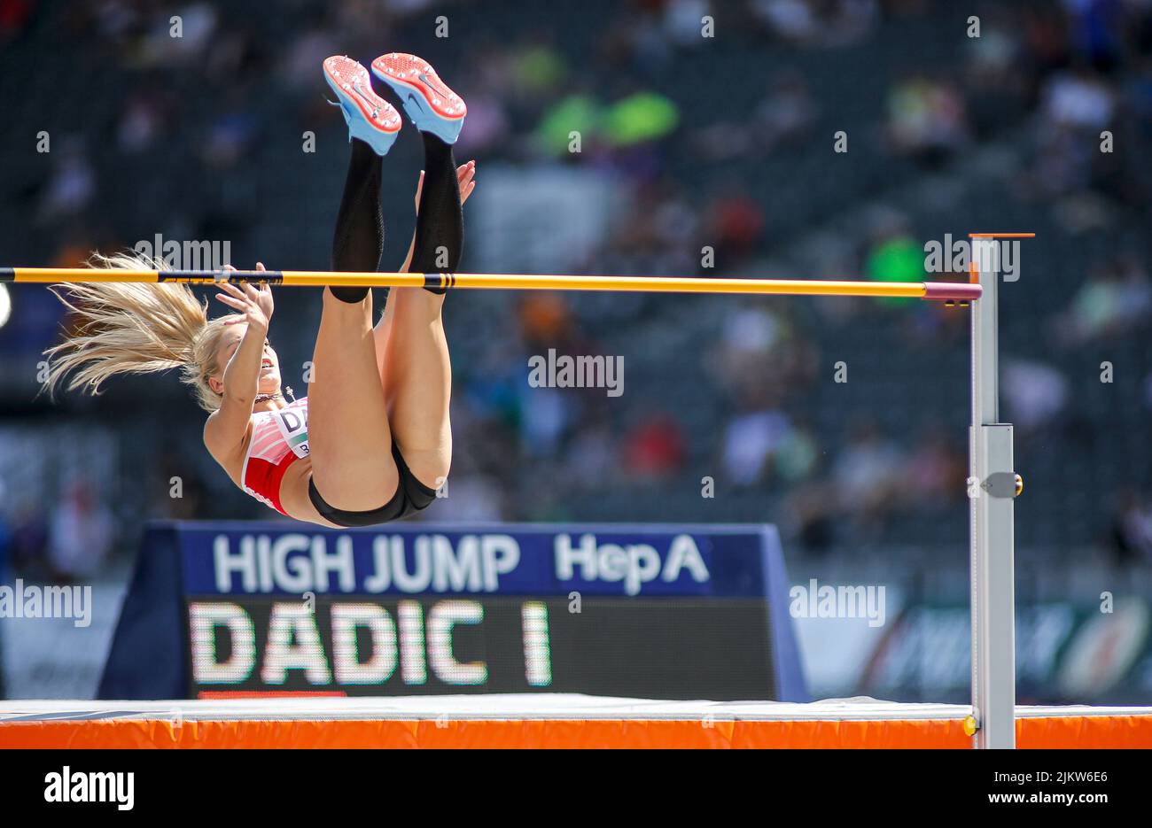 Ivona Dadic participating in the high jump at the European Athletics ...