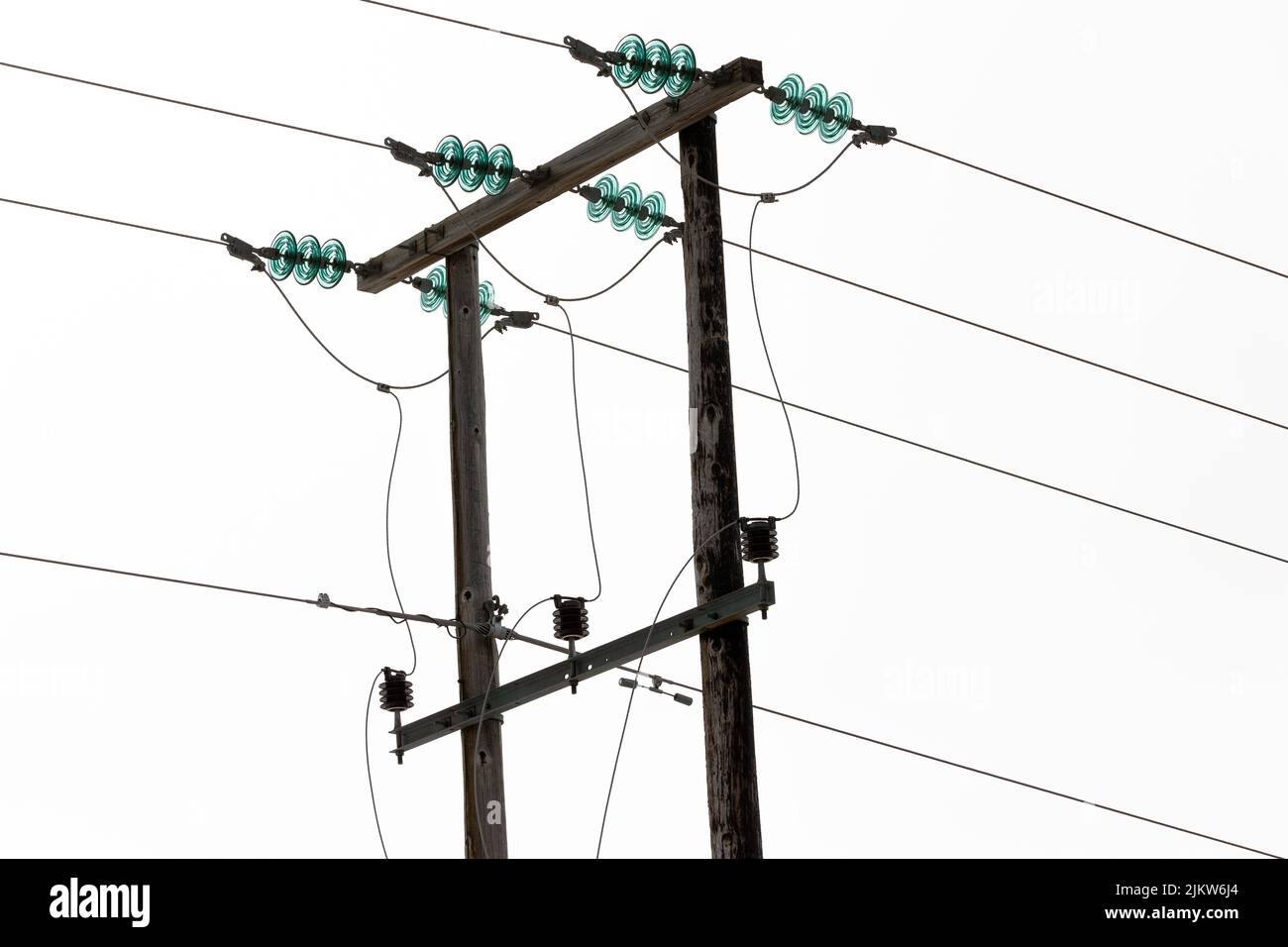Electricity wires on poles Cut Out Stock Images & Pictures - Alamy