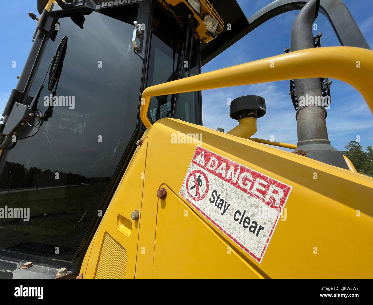 Augusta, Ga USA - 04 13 22: Komatsu 39PX digger dozier danger sign ...