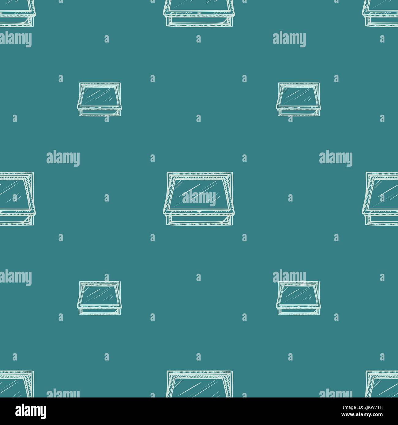 Opened window lean forward seamless pattern. Retro element inside wall ...