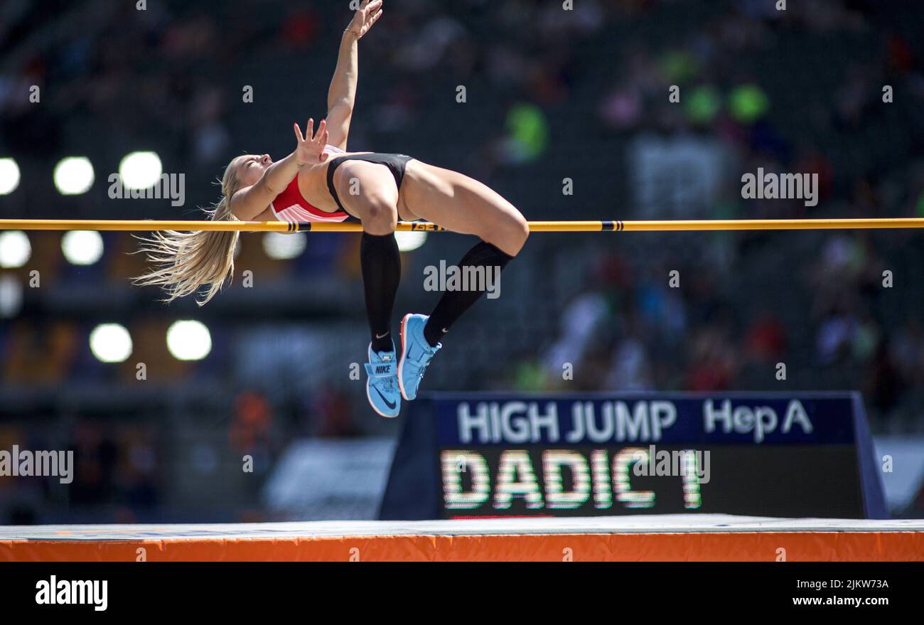 Ivona Dadic participating in the high jump at the European Athletics ...
