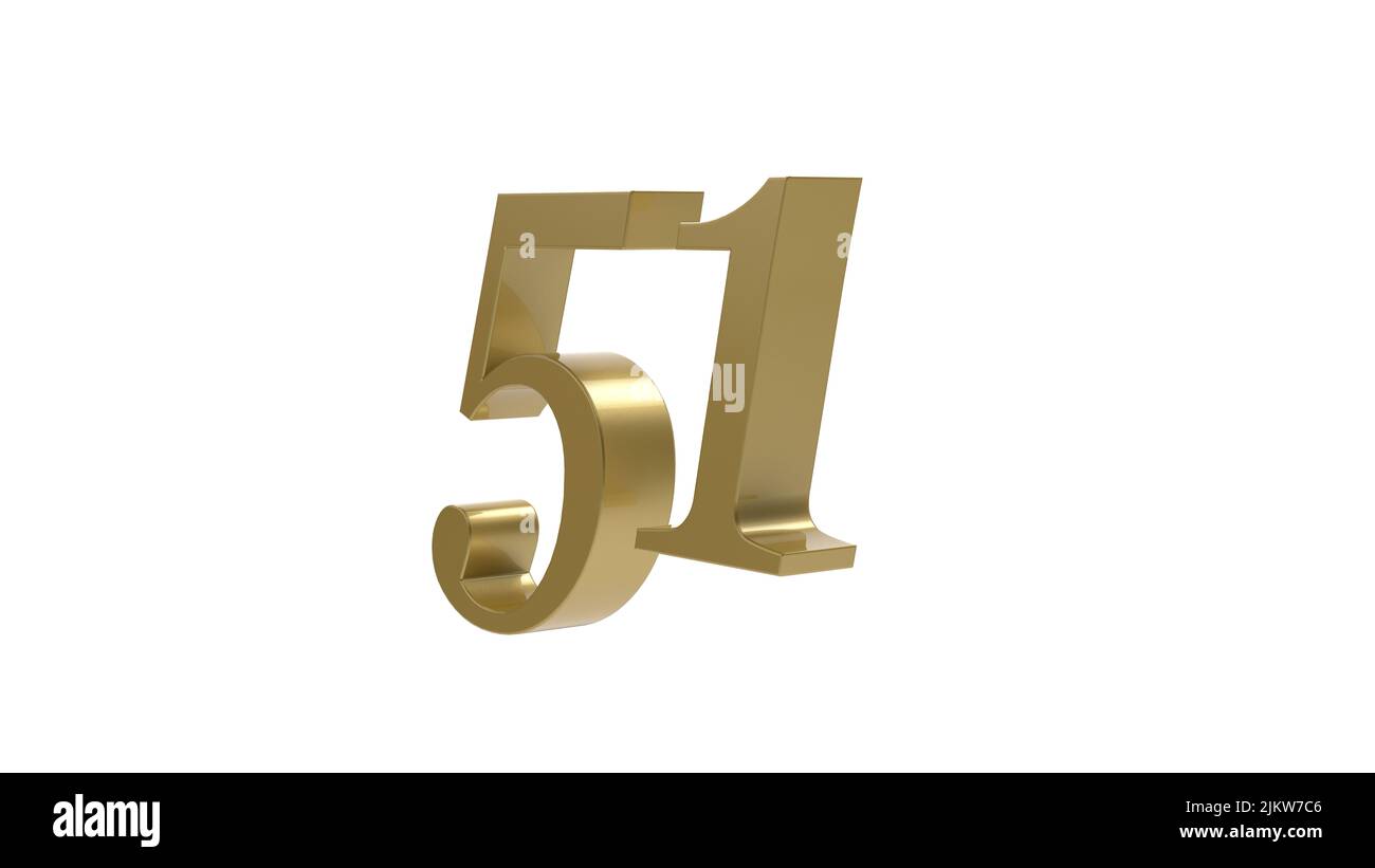 gold number 51 digit metal 3d render illustration Stock Photo - Alamy
