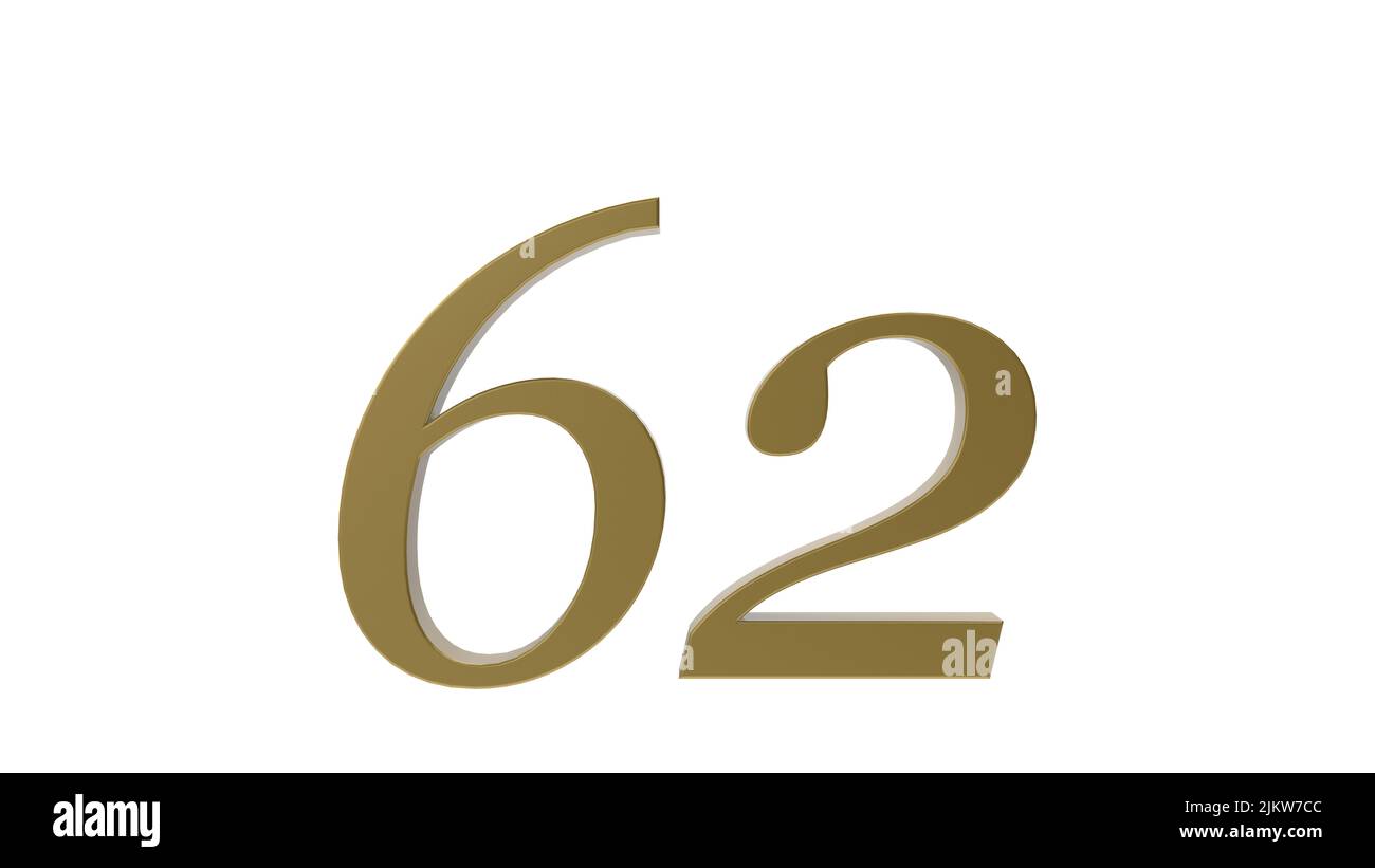 gold number 62 digit metal 3d render illustration Stock Photo - Alamy