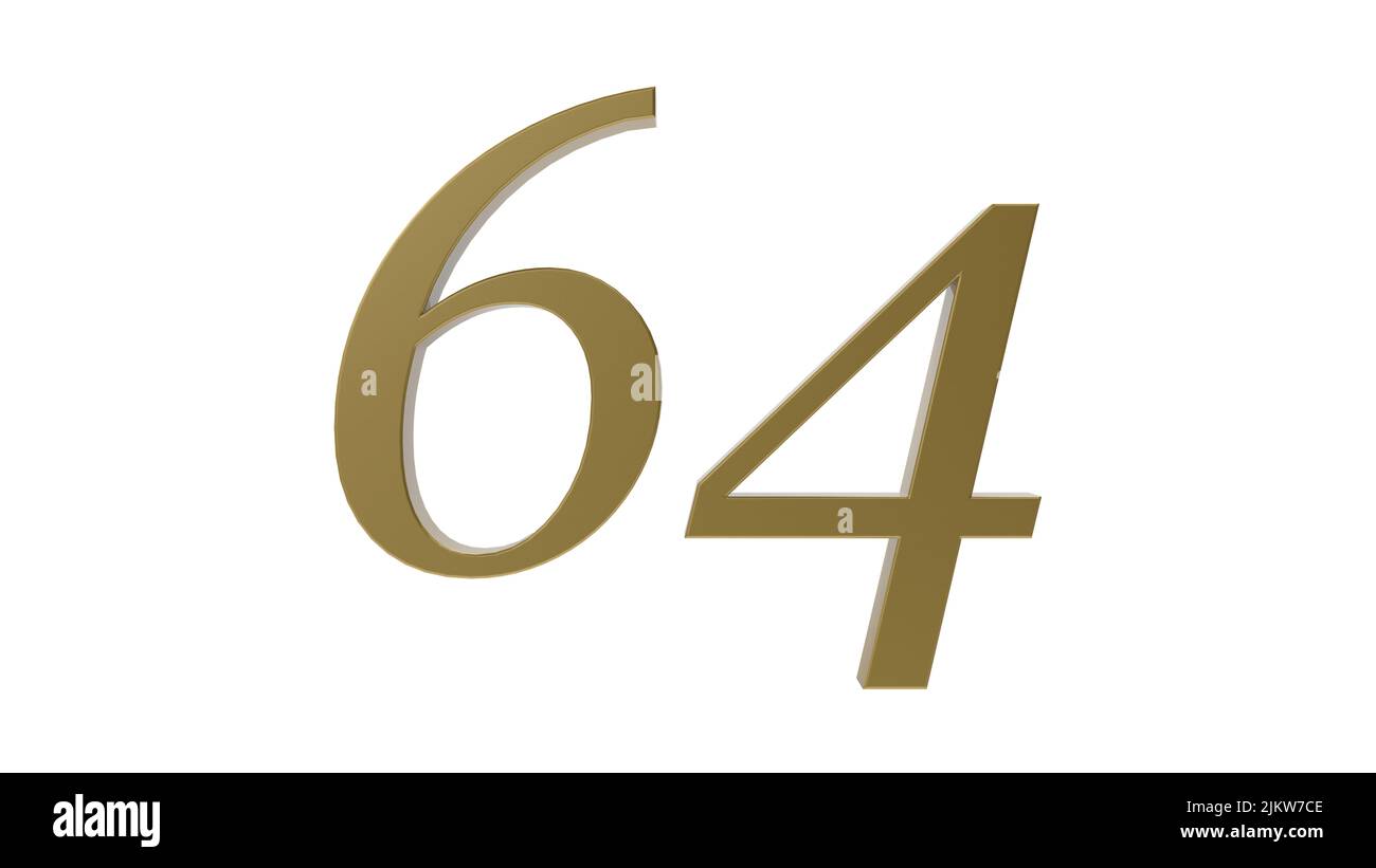 gold number 64 digit metal 3d render illustration Stock Photo - Alamy