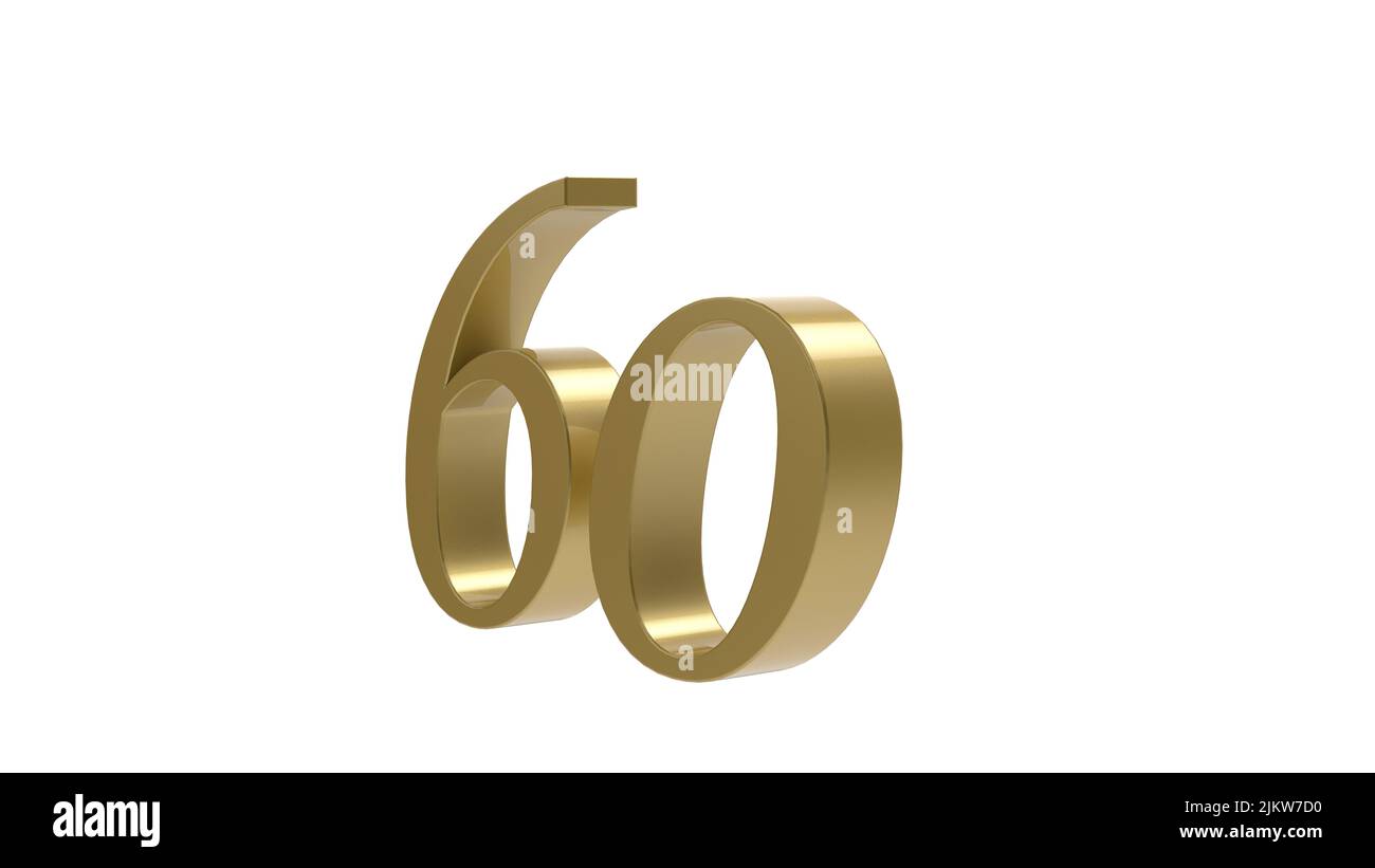 gold sixty 60 number digit metal 3d render illustration Stock Photo - Alamy
