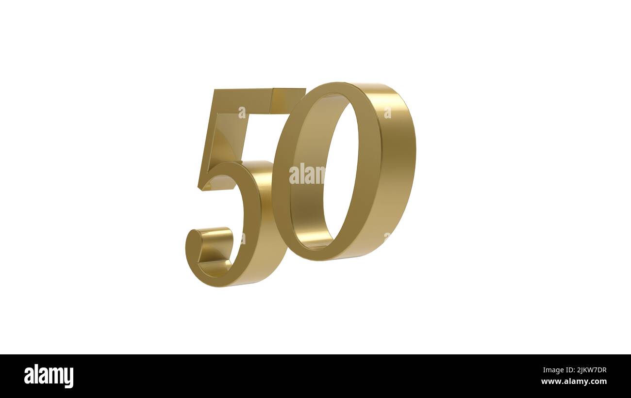 fifty gold number 50 digit metal 3d render illustration Stock Photo - Alamy