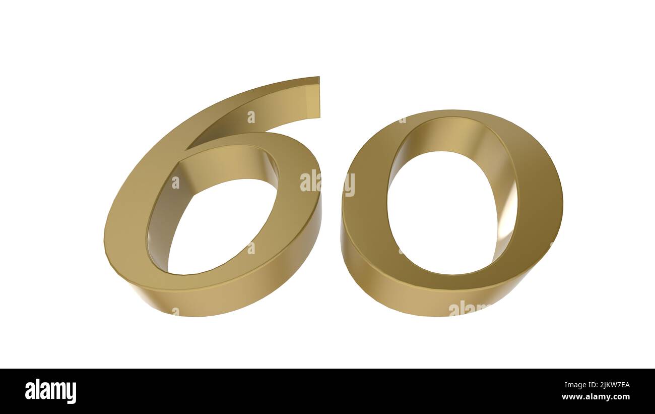 gold sixty 60 number digit metal 3d render illustration Stock Photo - Alamy