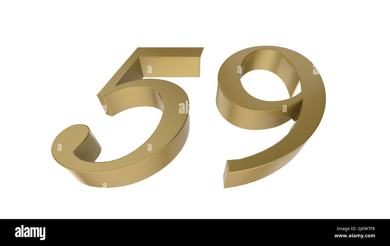 gold number digit 59 metal 3d render illustration Stock Photo - Alamy