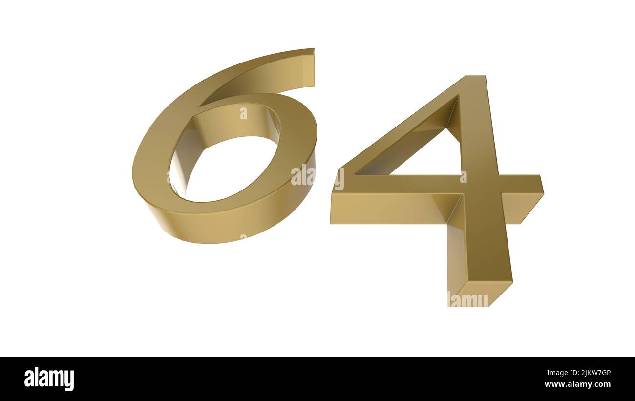 gold number 64 digit metal 3d render illustration Stock Photo - Alamy