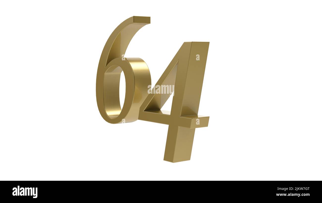 gold number 64 digit metal 3d render illustration Stock Photo - Alamy