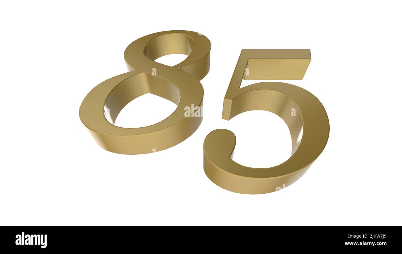 gold number 85 digit metal 3d render illustration Stock Photo - Alamy