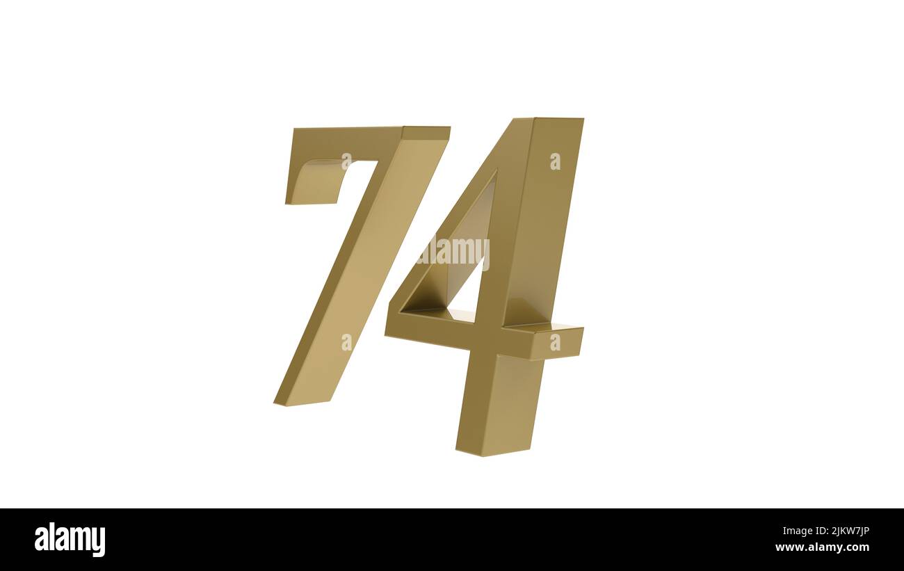 gold number 74 digit metal 3d render illustration Stock Photo - Alamy