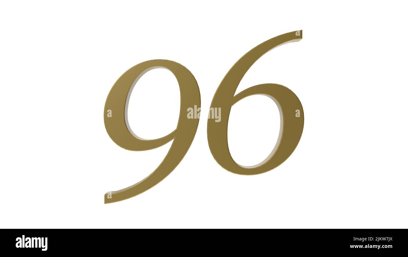 gold 96 number digit metal 3d render illustration Stock Photo - Alamy