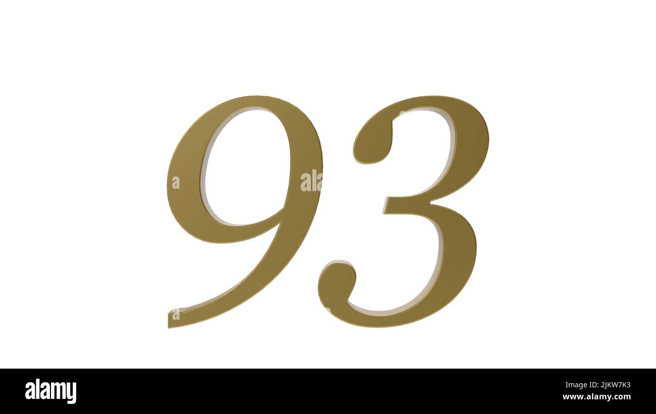 gold number 93 digit metal 3d render illustration Stock Photo - Alamy