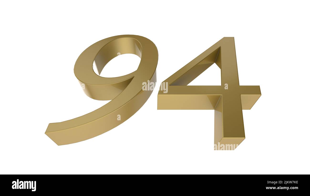 94 gold number digit metal 3d render illustration Stock Photo - Alamy