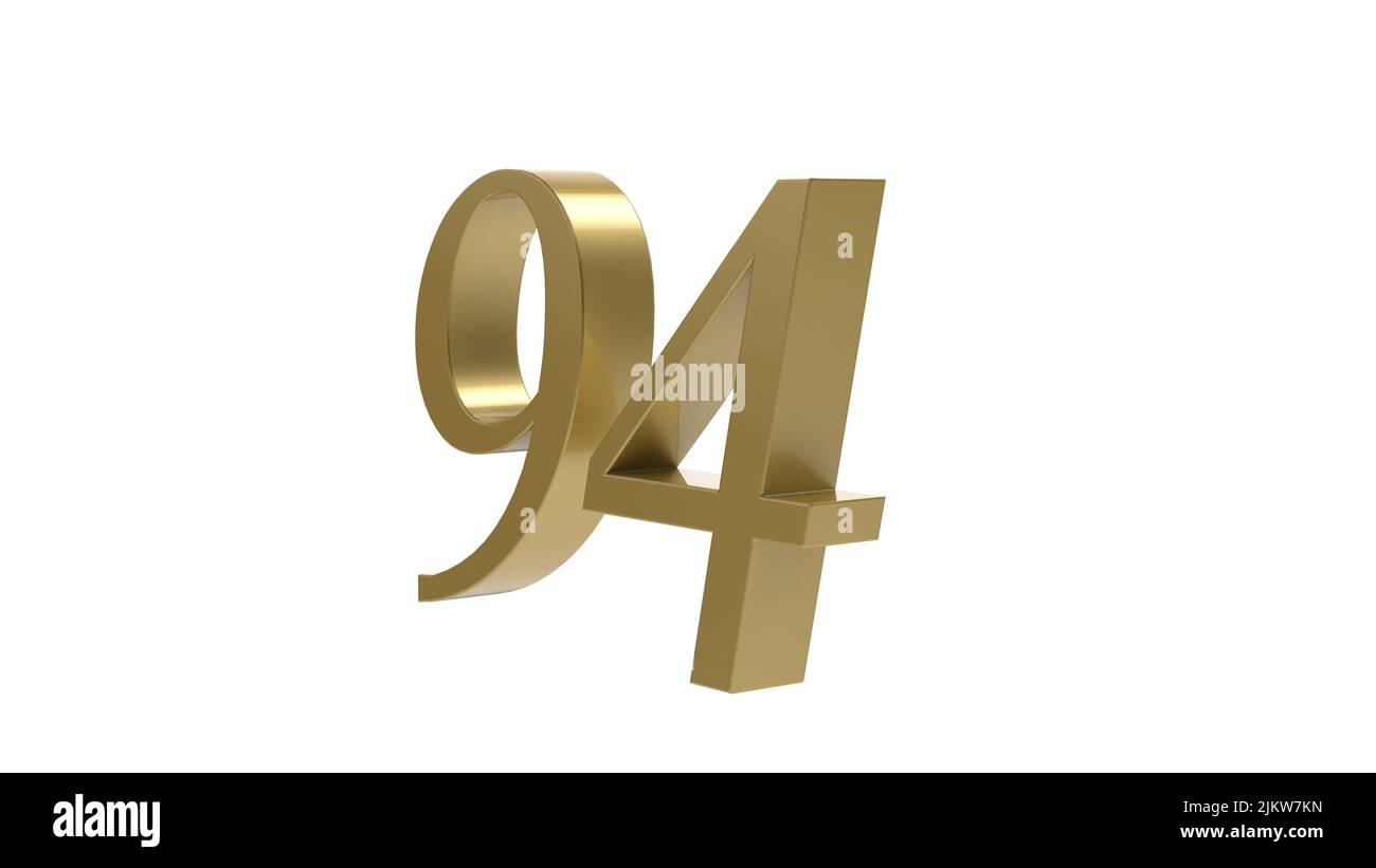 94 gold number digit metal 3d render illustration Stock Photo - Alamy
