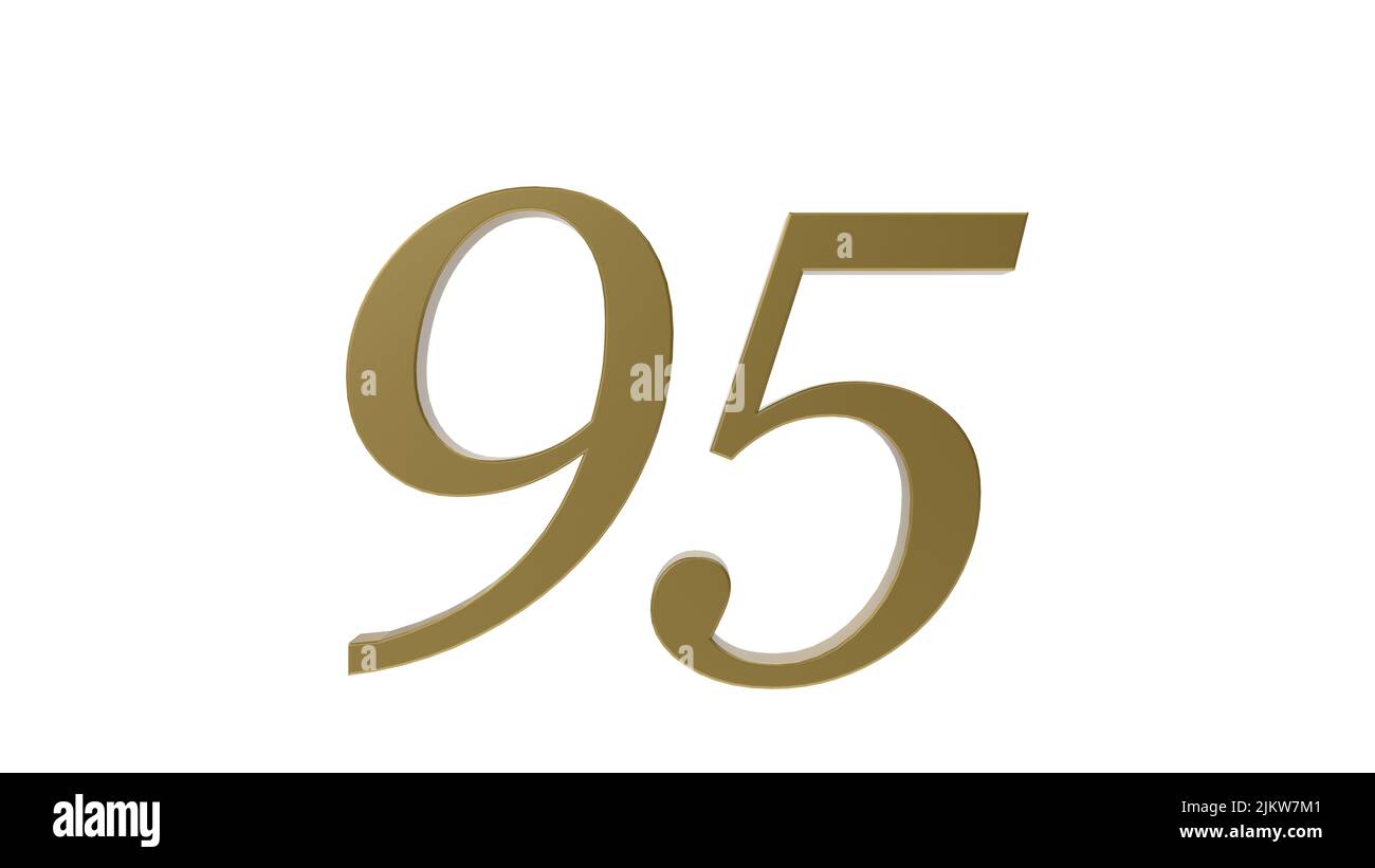 95 gold number digit metal 3d render illustration Stock Photo - Alamy