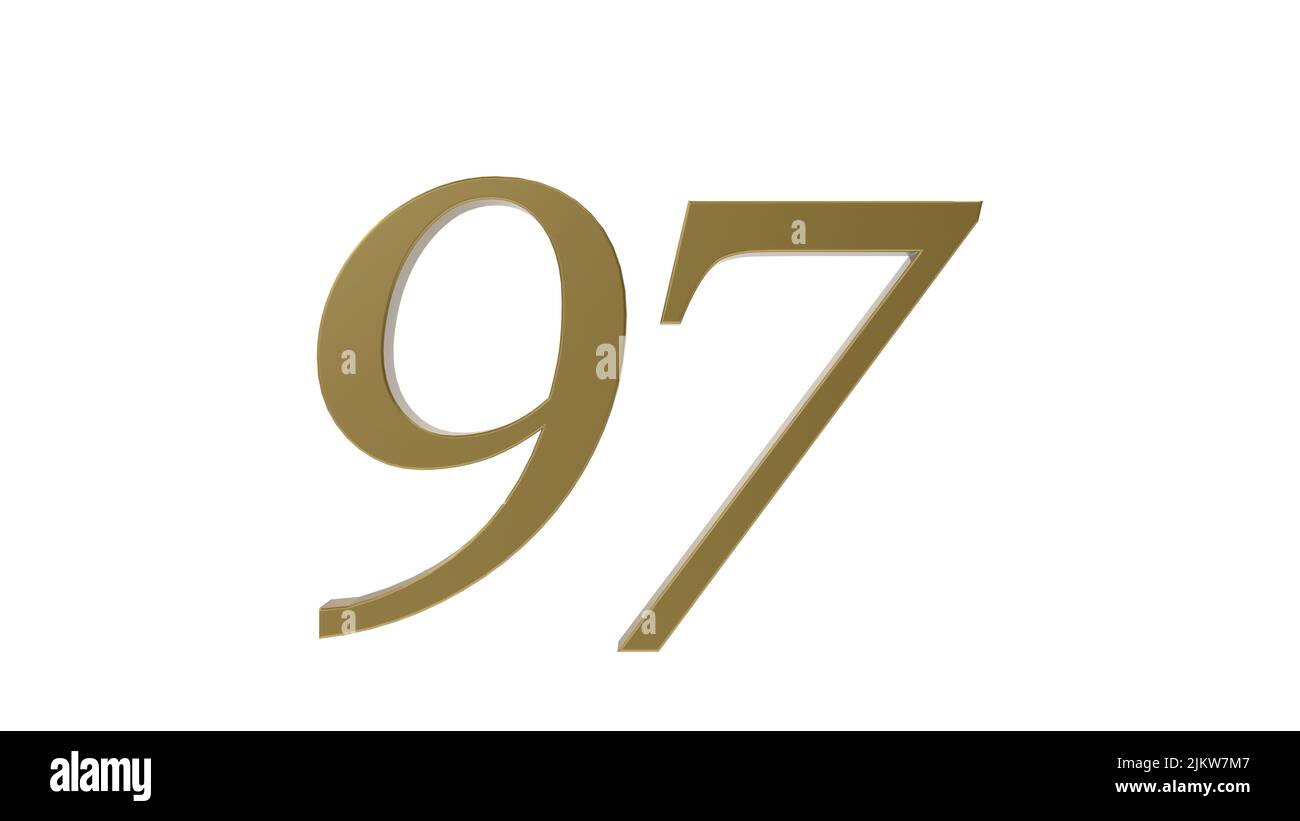 97 Gold Number Digit Metal 3d Render Illustration Stock Photo Alamy