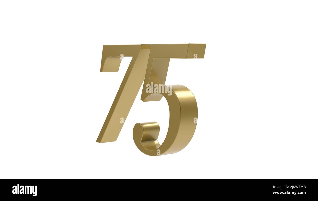 gold number 75 digit metal 3d render illustration Stock Photo - Alamy