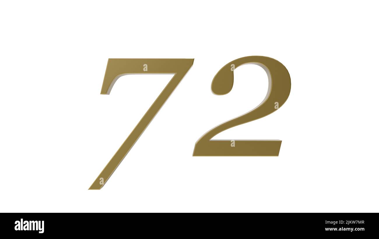 72 gold number digit metal 3d render illustration Stock Photo - Alamy