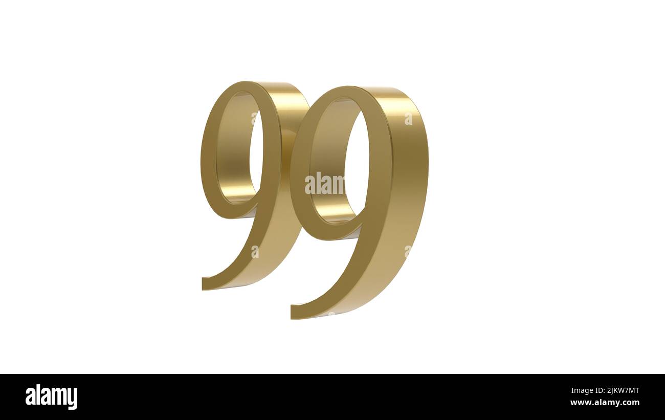 gold number digit 99 metal 3d render illustration Stock Photo - Alamy
