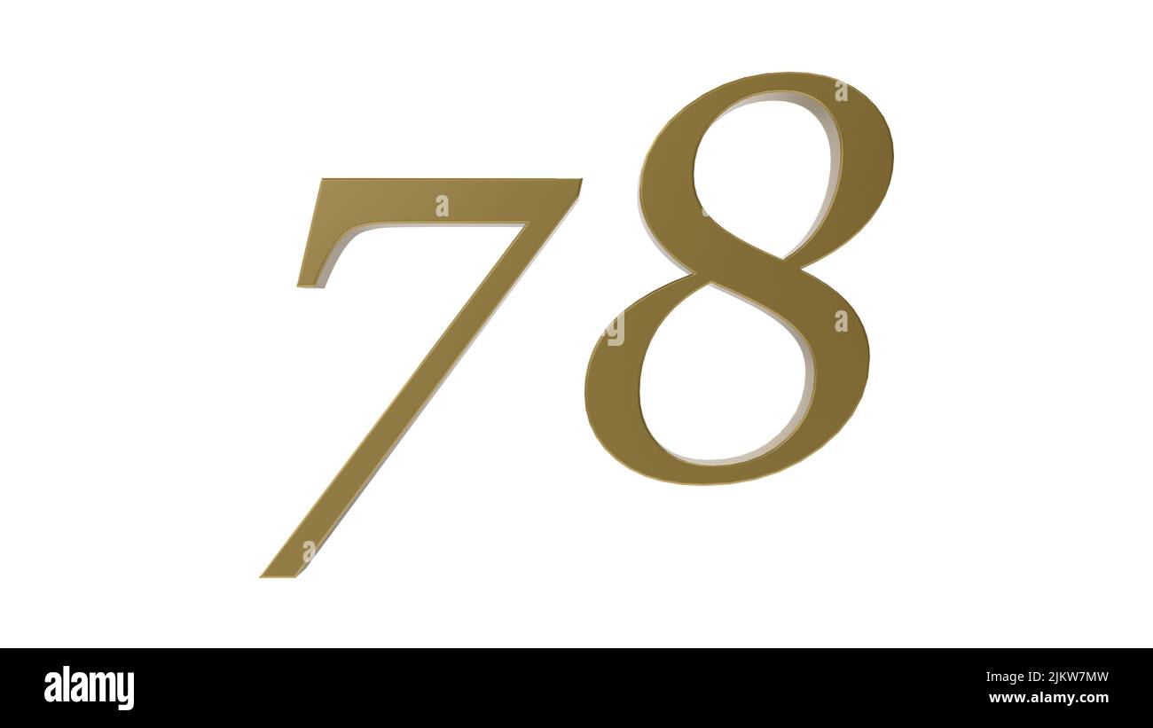 78 gold number digit metal 3d render illustration Stock Photo - Alamy