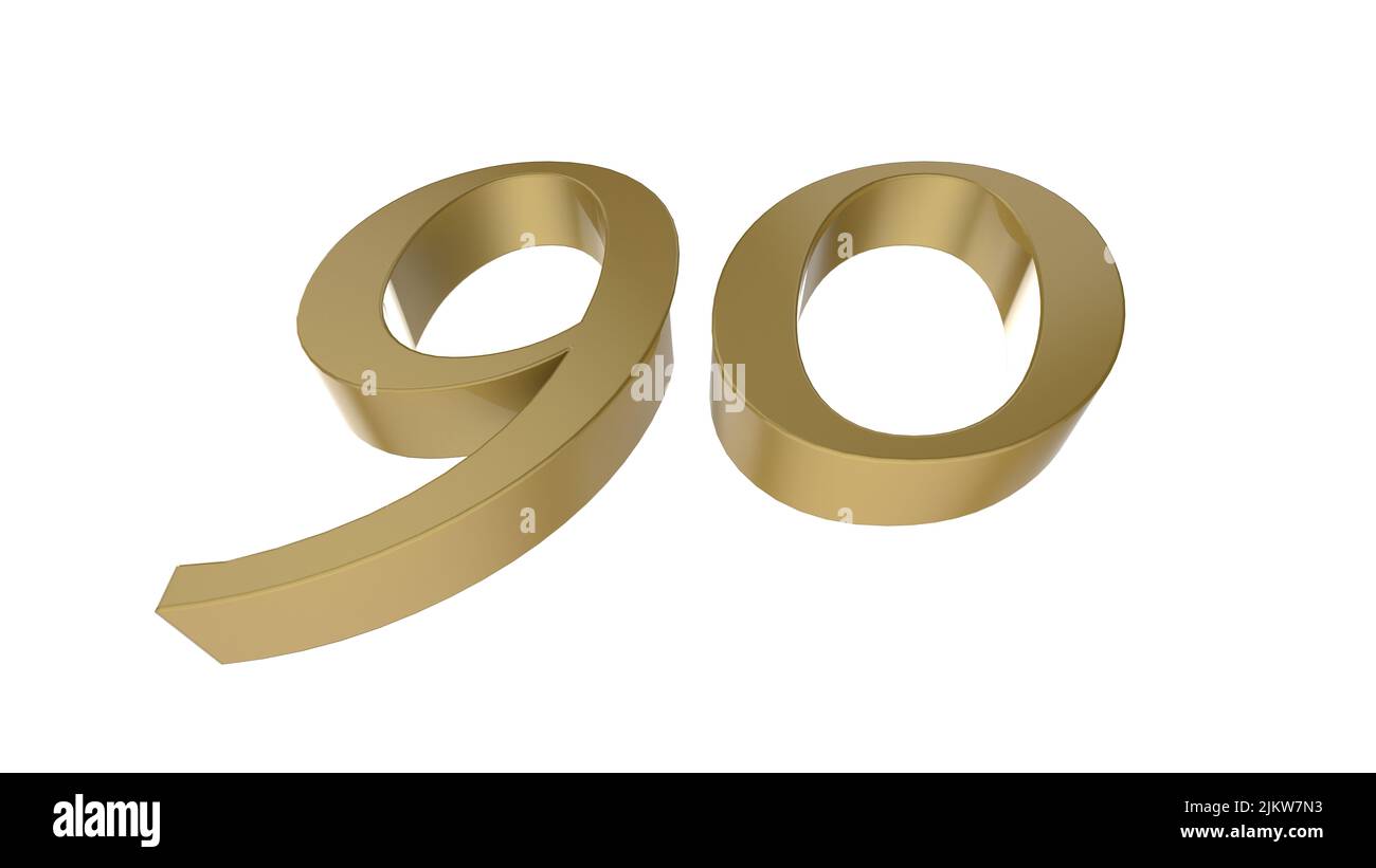 gold number 90 digit metal 3d render illustration Stock Photo - Alamy