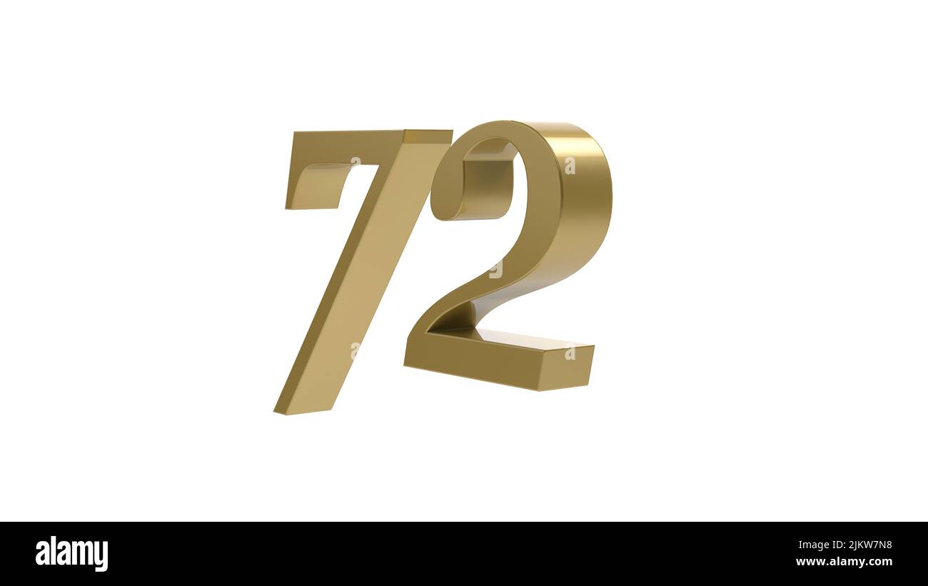 72 gold number digit metal 3d render illustration Stock Photo - Alamy