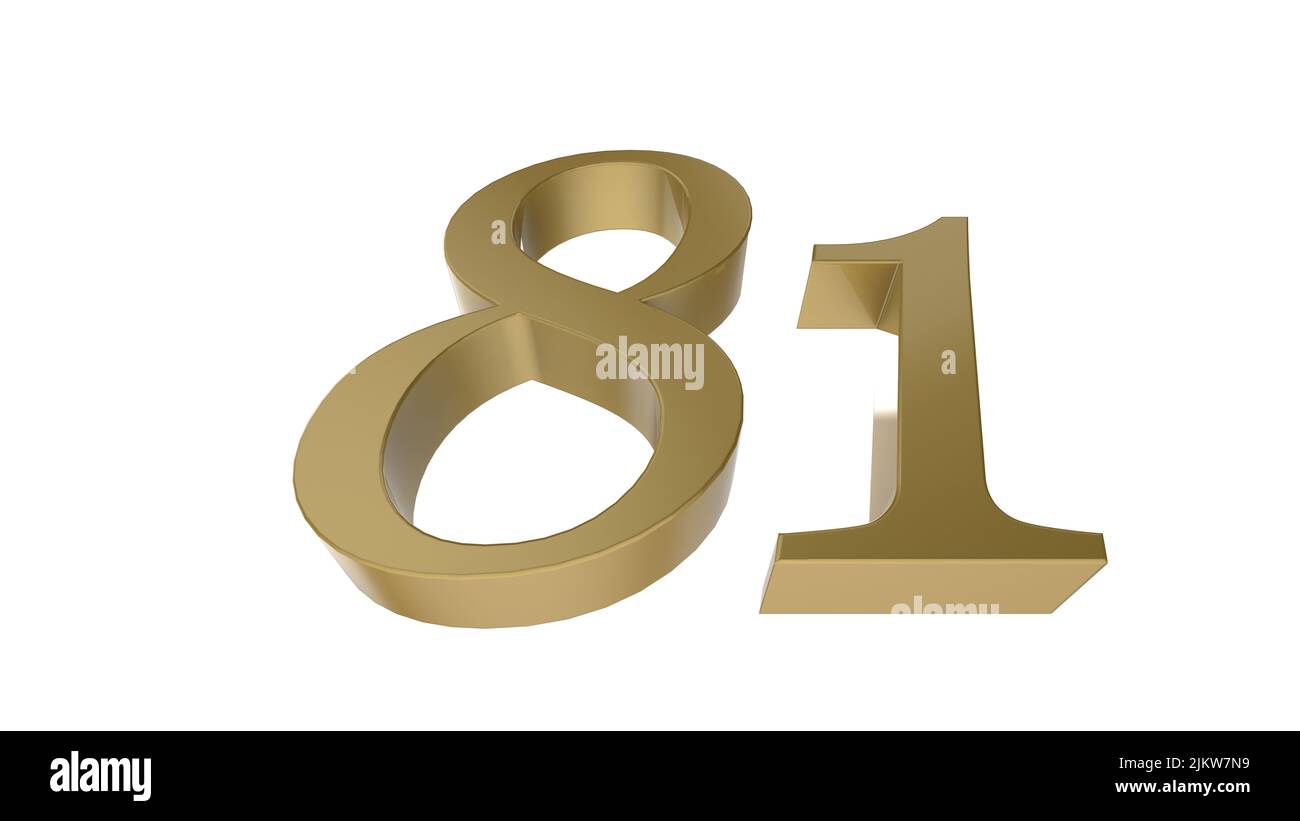gold number 81 digit metal 3d render illustration Stock Photo - Alamy